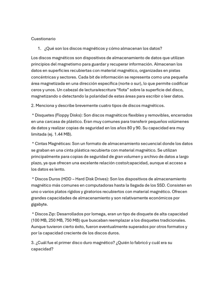Discos Duros Magnéticos: Tipos y Funciones | PDF | Unidad de estado ...