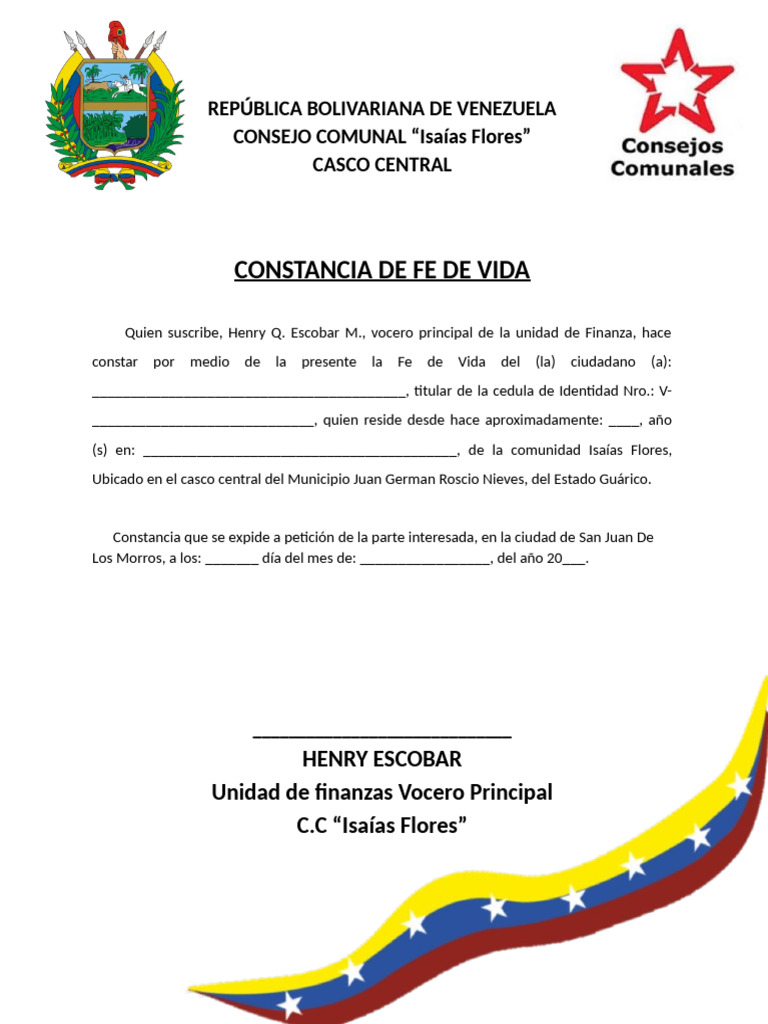 Constancia de Fe de Vida en Venezuela | PDF
