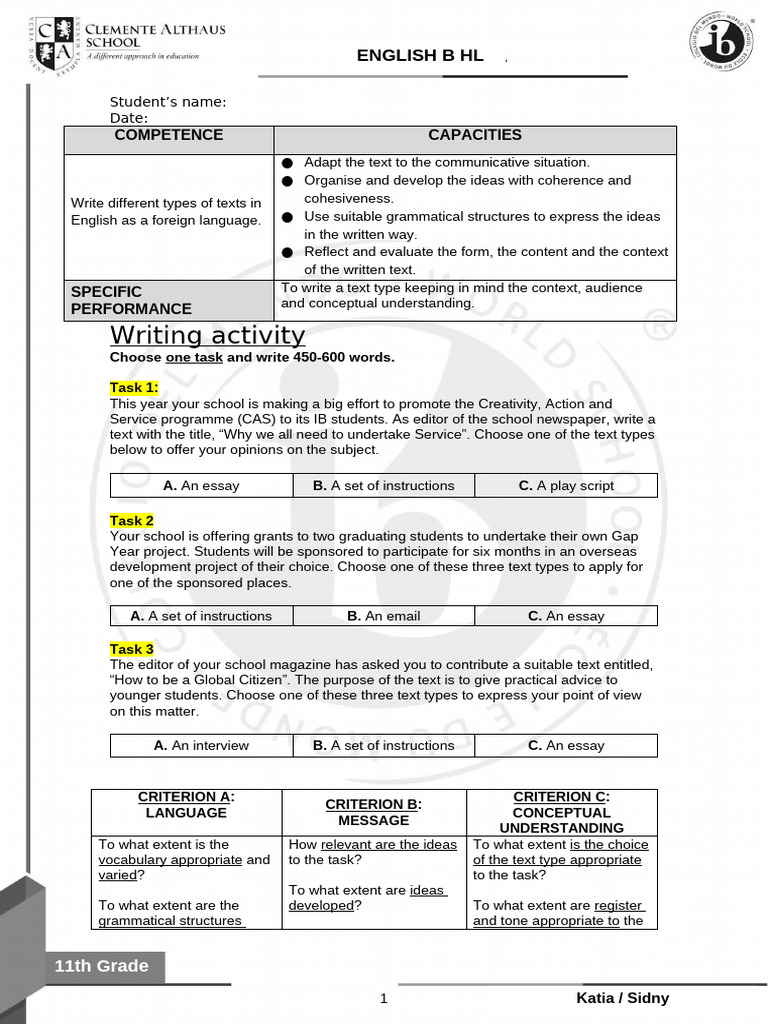 Class 2 - Writing Activity | PDF | Essays | Communication