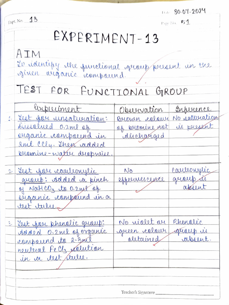 Functional Group Test Experiment 13 | PDF