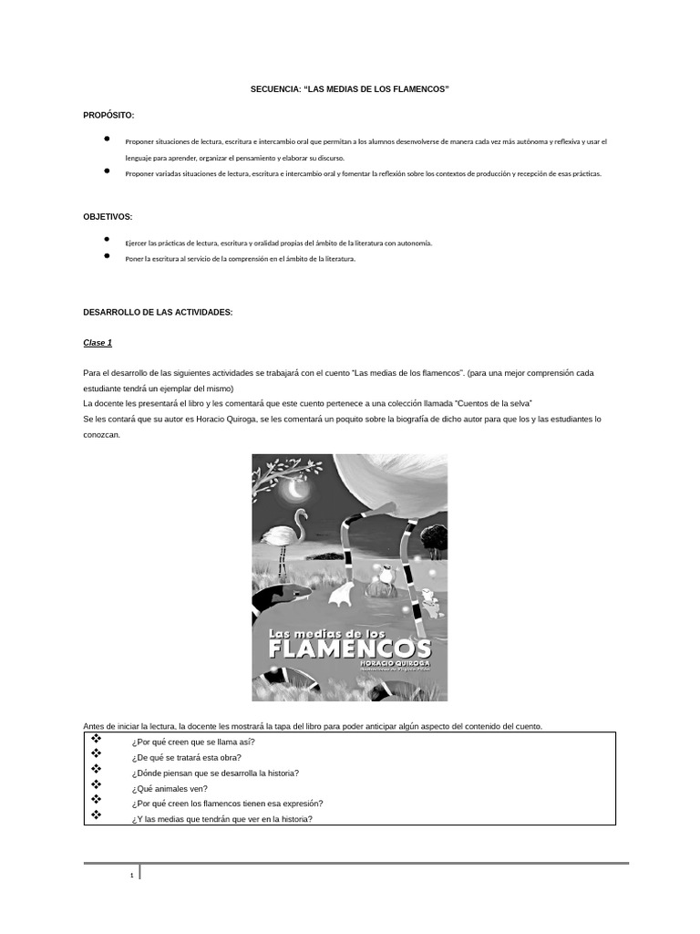 Secuencia Las Medias de Los Flamencos | PDF | Cuentos | Narración