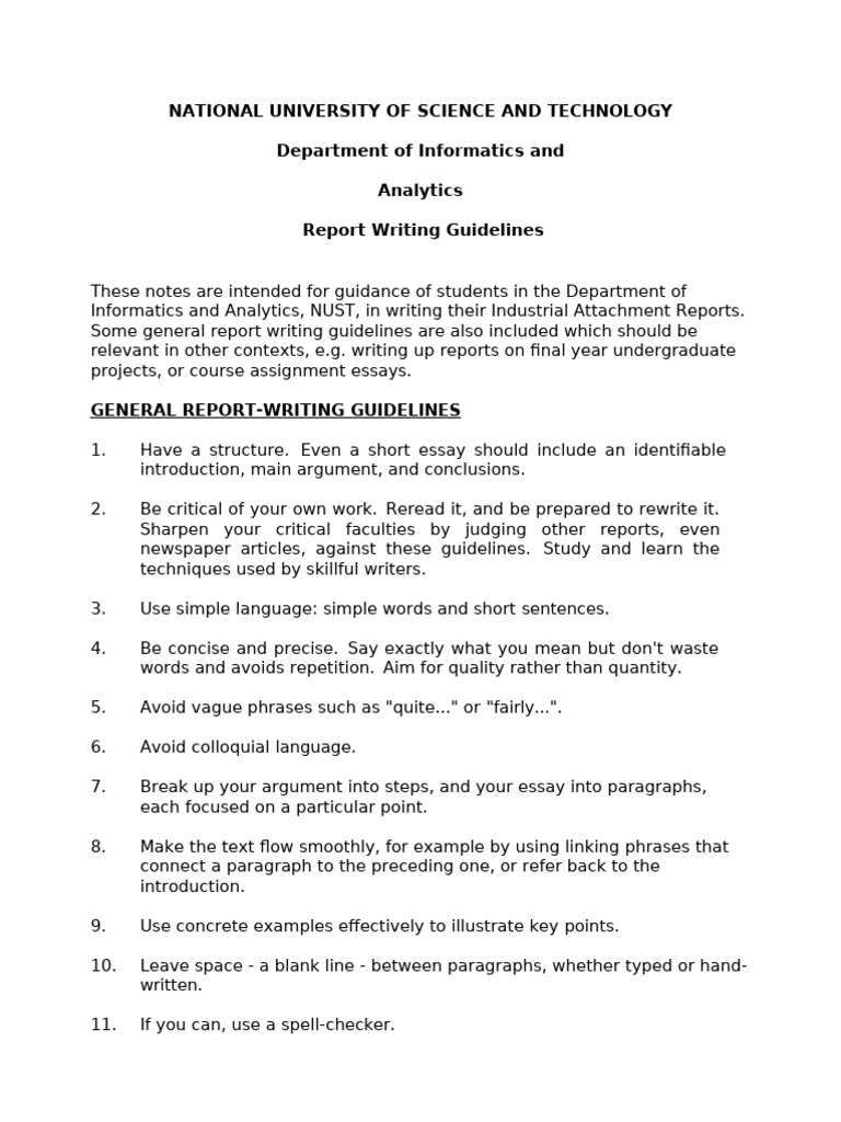 SIA General Report Writing Guides | PDF | Essays