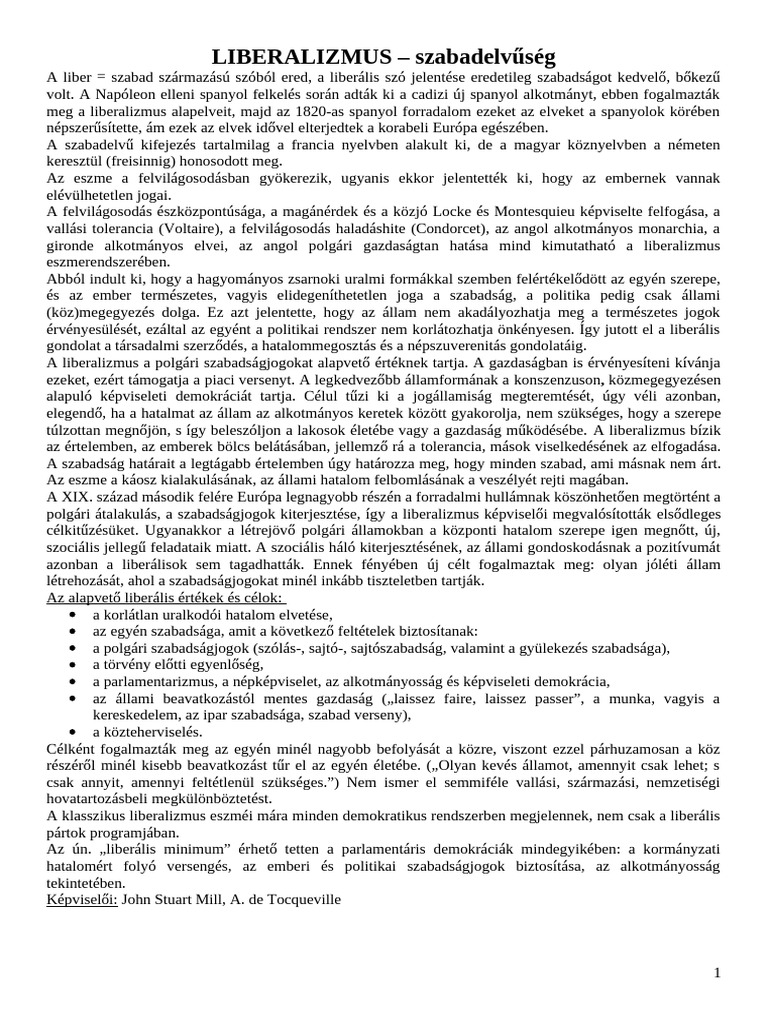 Liberalizmus, Nacionalizmus | PDF