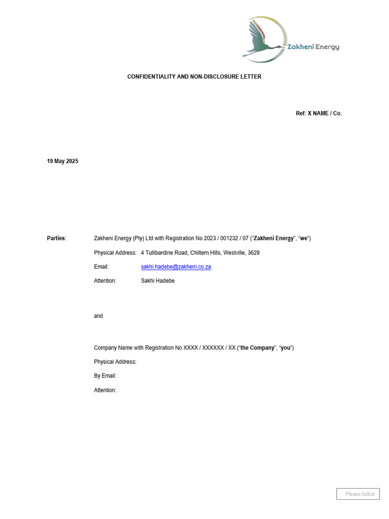 Confidentiality and Non-Disclosure Letter | PDF | Indemnity | Breach Of ...