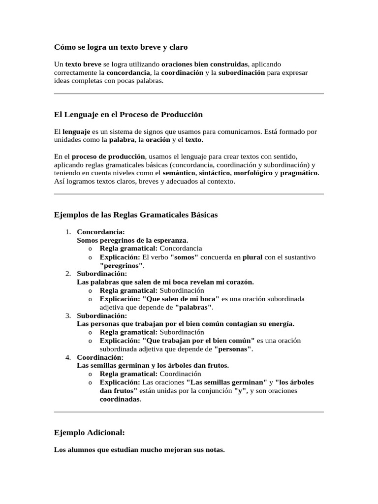 Claves para un Texto Breve y Claro | PDF | Oración (Lingüística) | Palabra