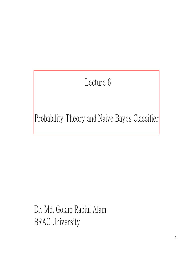 Lec4 - Probability Theory and Naive Bayes Classifier | PDF | Normal ...