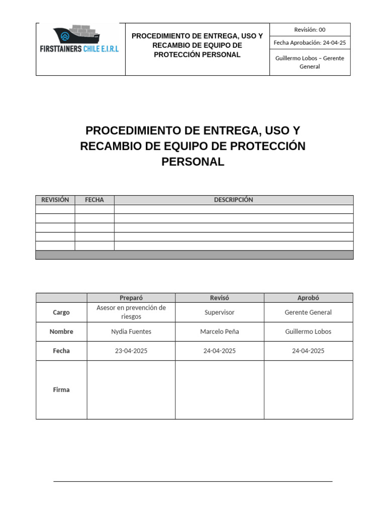 Procedimiento Uso y Entrega de EPP | PDF