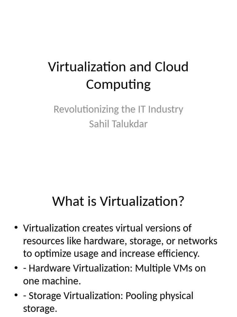 Virtualization and Cloud Computing Presentation Simple | PDF