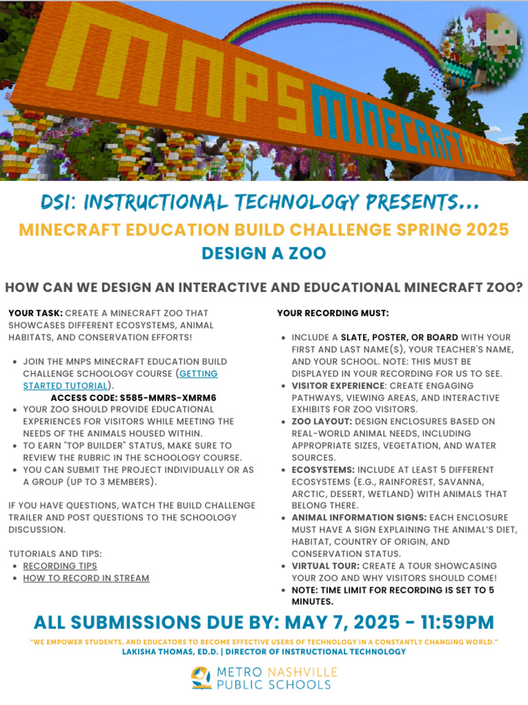Minecraft Spring Zoo Build Challenge 2025 Flyer | PDF | Zoo ...