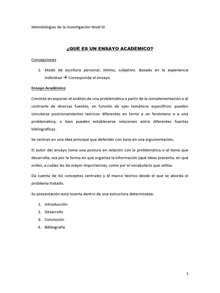 Ensayo Académico | PDF | Ensayos | Cognición