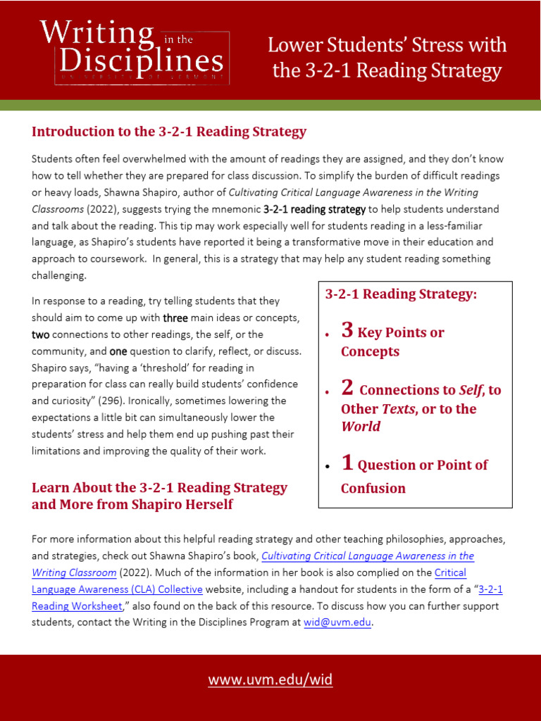 Lowering Student Stress with 3-2-1 Strategy | PDF | Human Communication ...