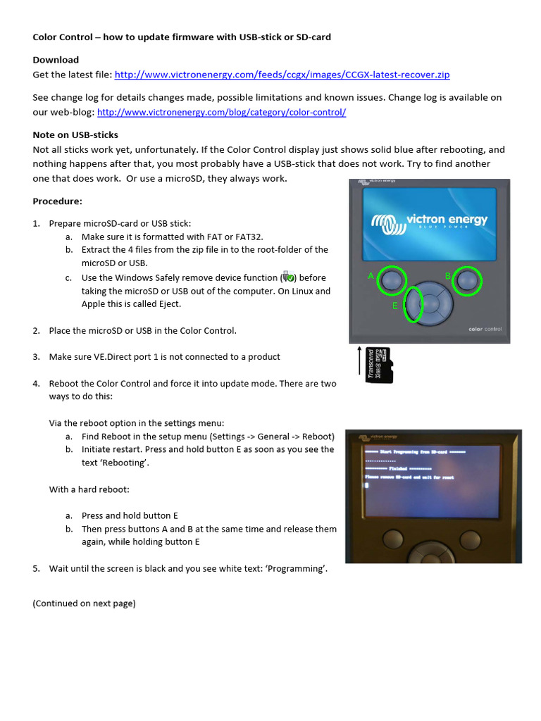 Color Control Firmware Update Guide | PDF | Booting | Usb Flash Drive