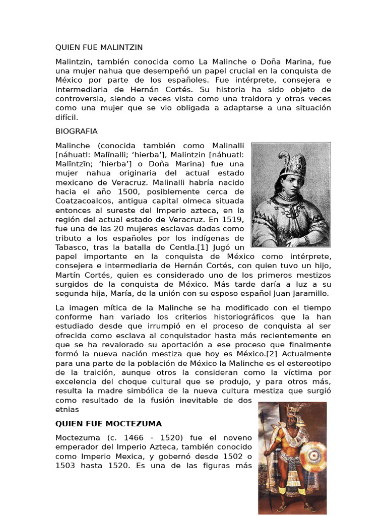 Quien Fue Malintzin | PDF | Colonización española de las Américas | azteca