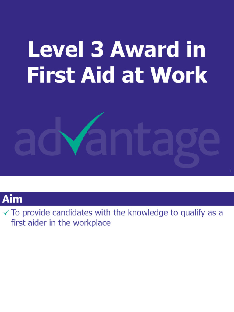 TJX Advantage Introduction To Level 3 Award in First Aid at Work | PDF | Cardiopulmonary ...