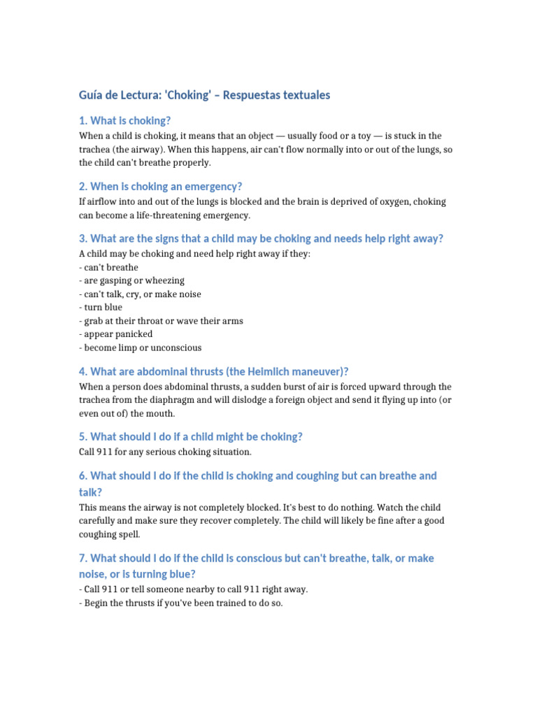 Guia Choking Respuestas | PDF