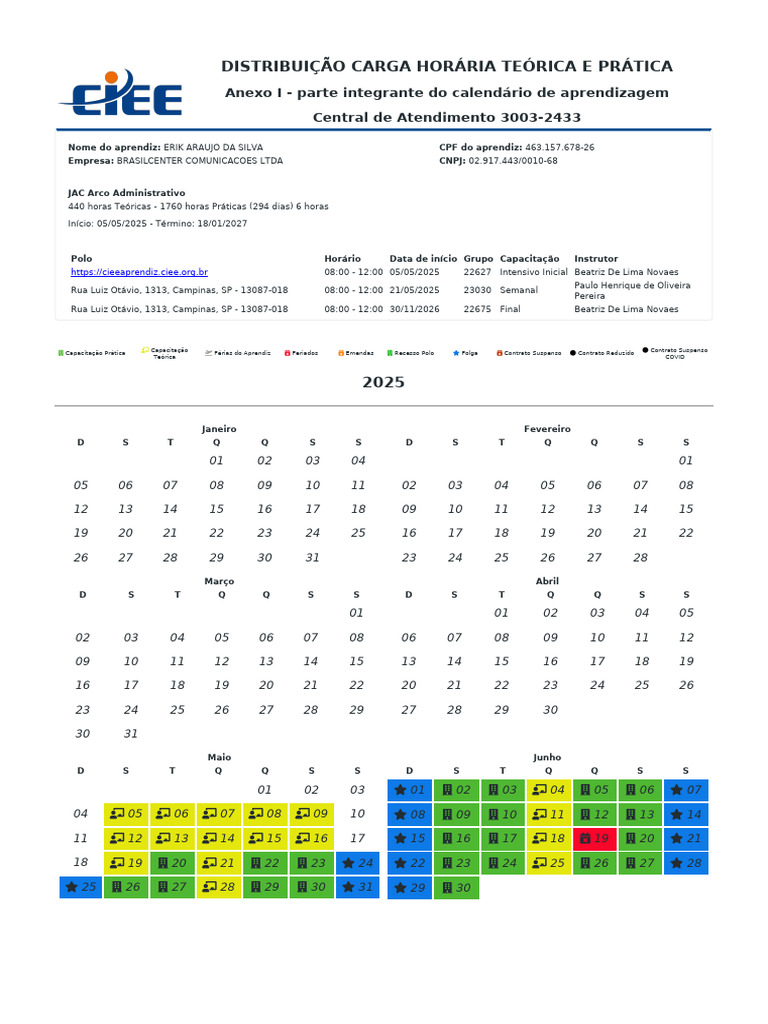 Calendario - Erik Araujo Da Silva - QE23292 | PDF