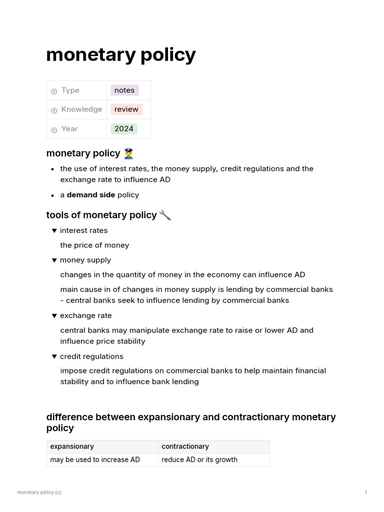 As Economics Monetary Policy | PDF | Monetary Policy | Interest Rates