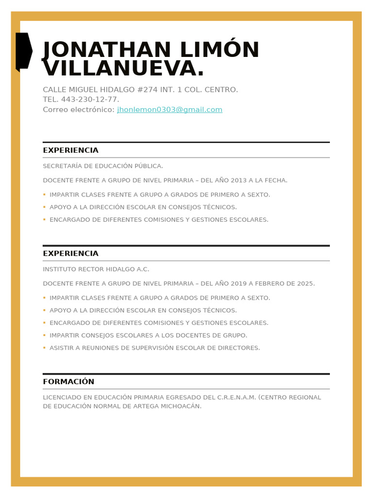 CV Jonathan Limón Villanueva | PDF