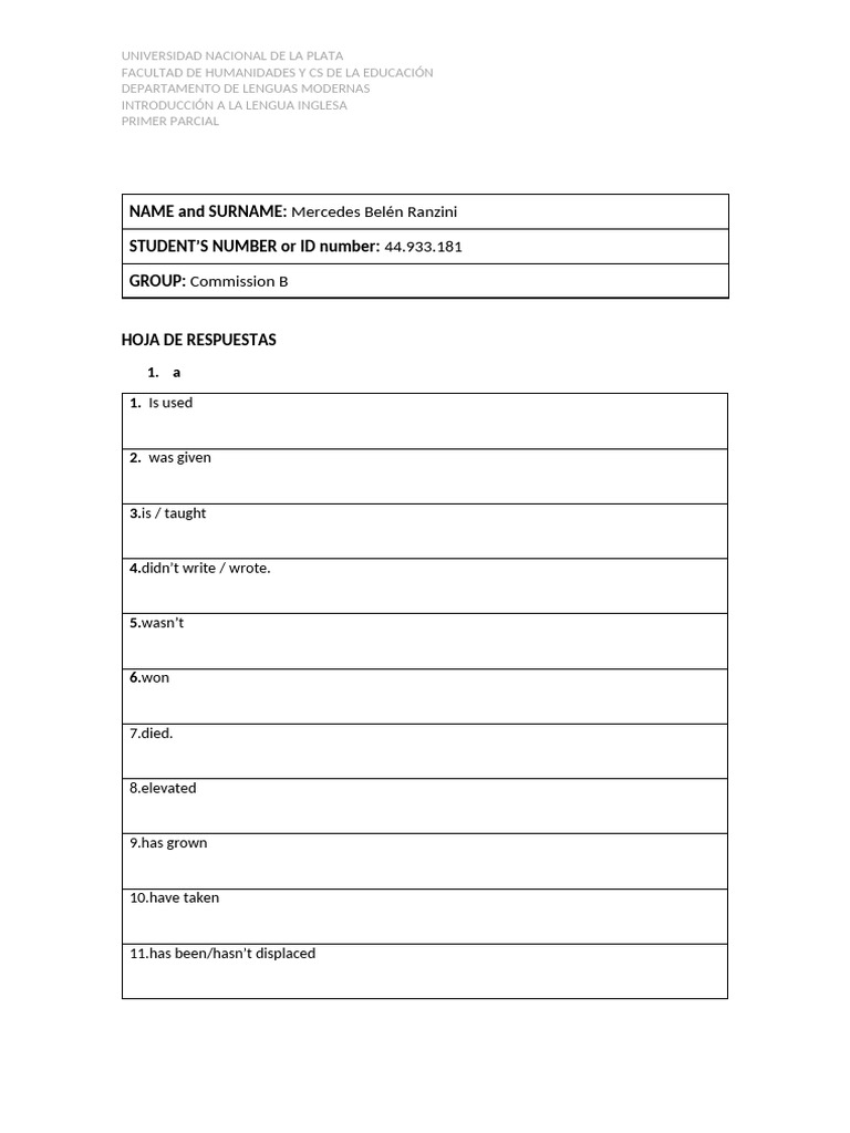 English Language Introduction Exam Answers | PDF | Paraguay | Linguistics