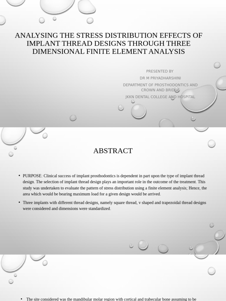 Analysing The Stress Distribution Effects of Implant Thread | PDF ...