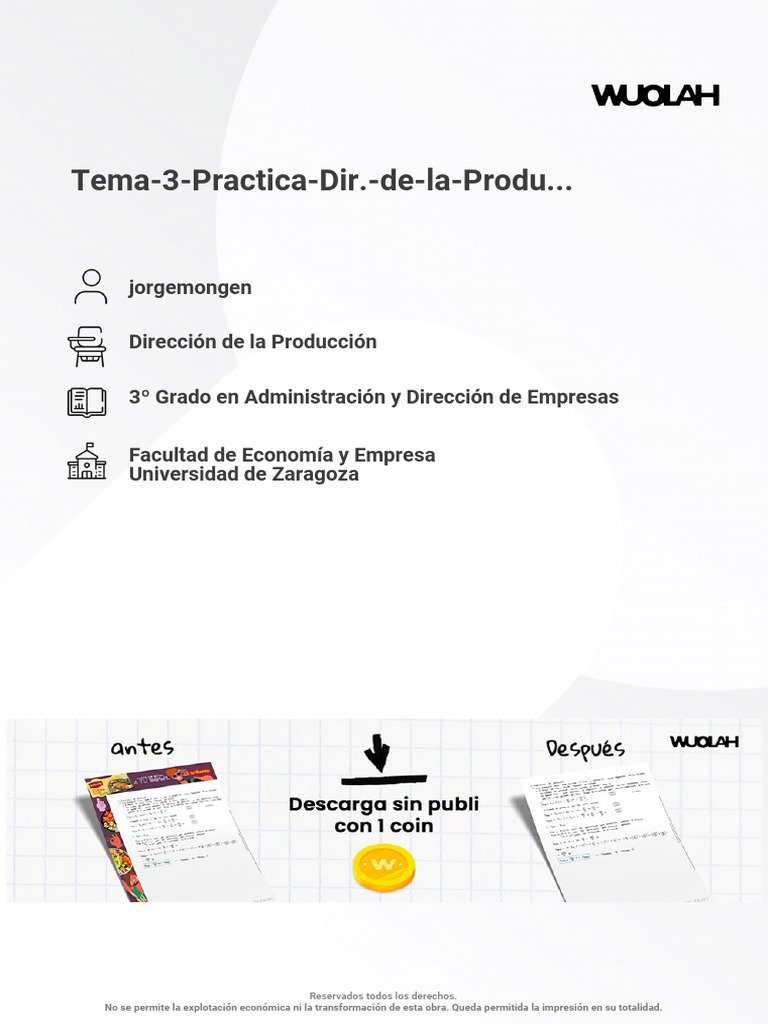 Wuolah Free Tema 3 Practica Dir. de La Produccion | PDF | Economias | Ciencias económicas