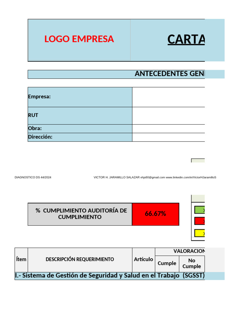 Carta Gantt Implementacion Ds 44 | PDF | Seguridad y salud ocupacional | Relaciones laborales