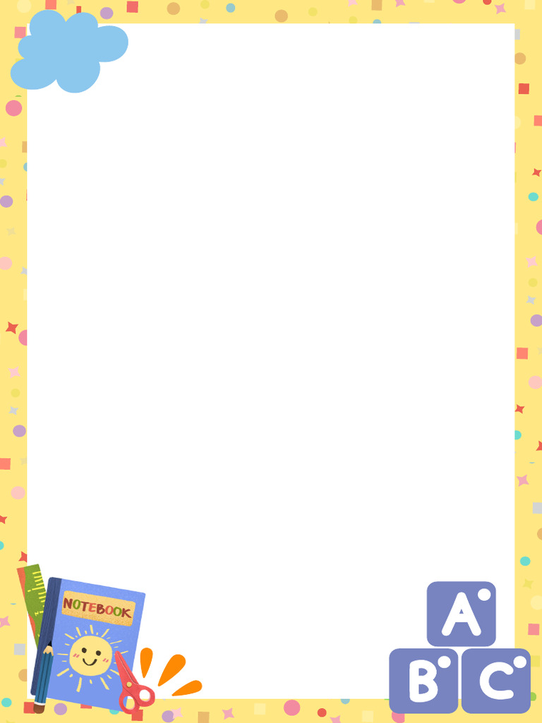 Yellow Colorful ABC School A4 Blank Page Border | PDF