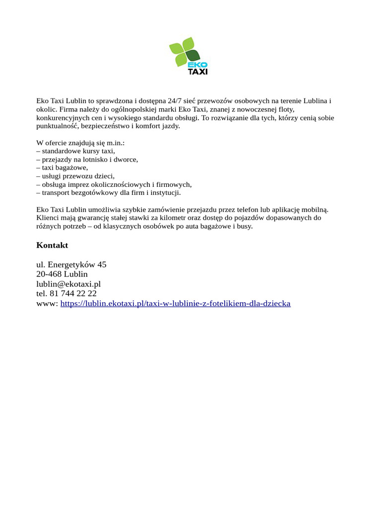 Eko Taxi Lublin | PDF