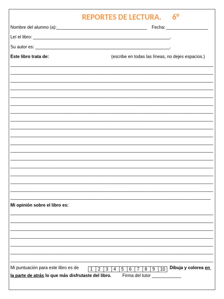 Hoja Reporte de Lect. Alumnos. | PDF