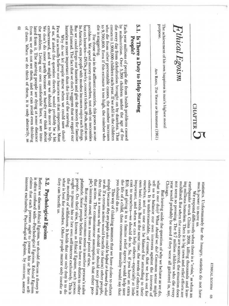 Ethical Egoism Rachels | PDF