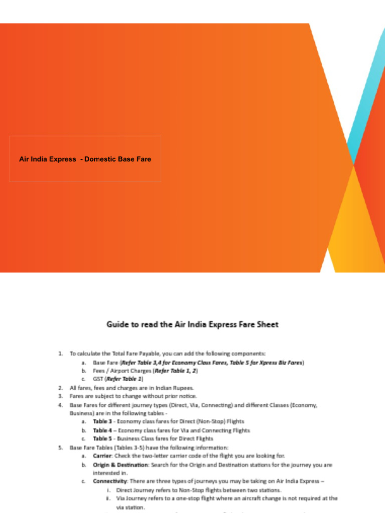 Air India Express Fare and Charges Guide | PDF | Business Class | Fee