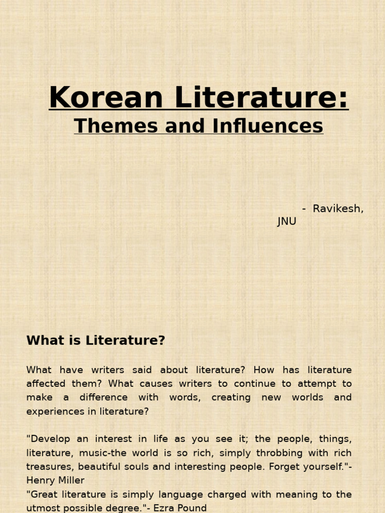 Korean Literature PPT 2018 Rahul | PDF | Korea | Poetry
