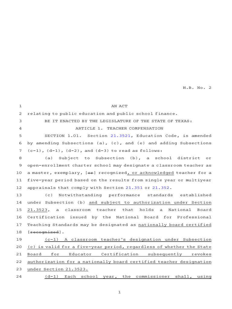 HB 2 | PDF | Teachers | Salary