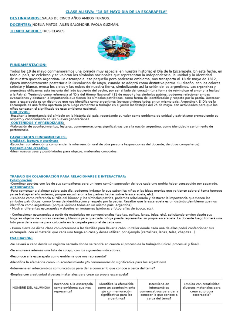 Clase Alisiva Dia de La Escarapela Terminada | PDF