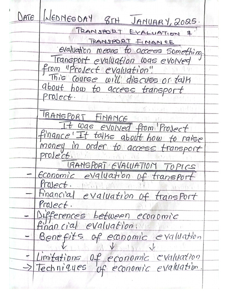 Transport Evaluation and Finance | PDF