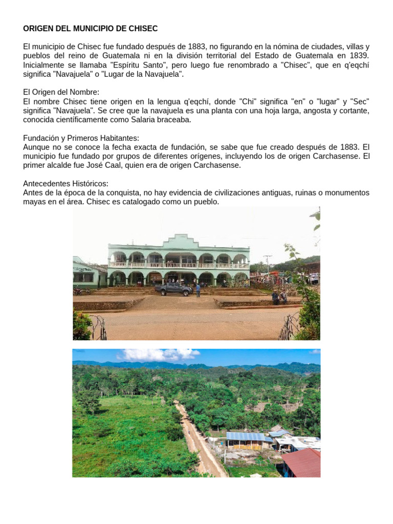 Origen del Municipio de Chisec | PDF