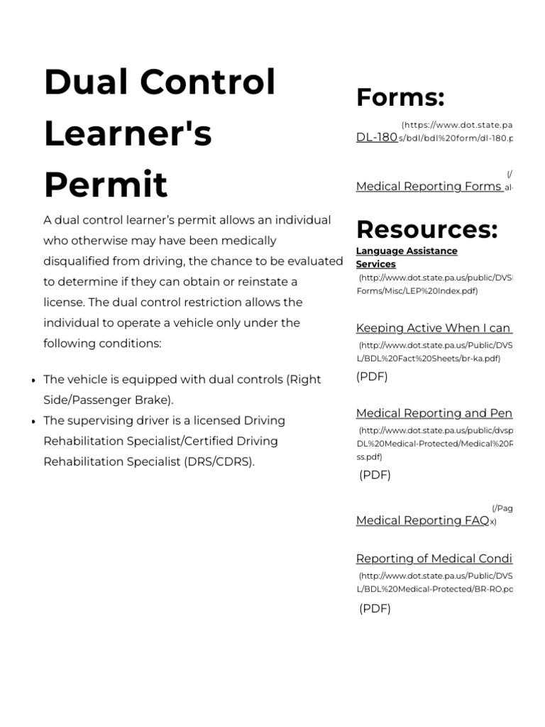 Dual Control Learner's Permit Guide | PDF | Driver's License | Driving