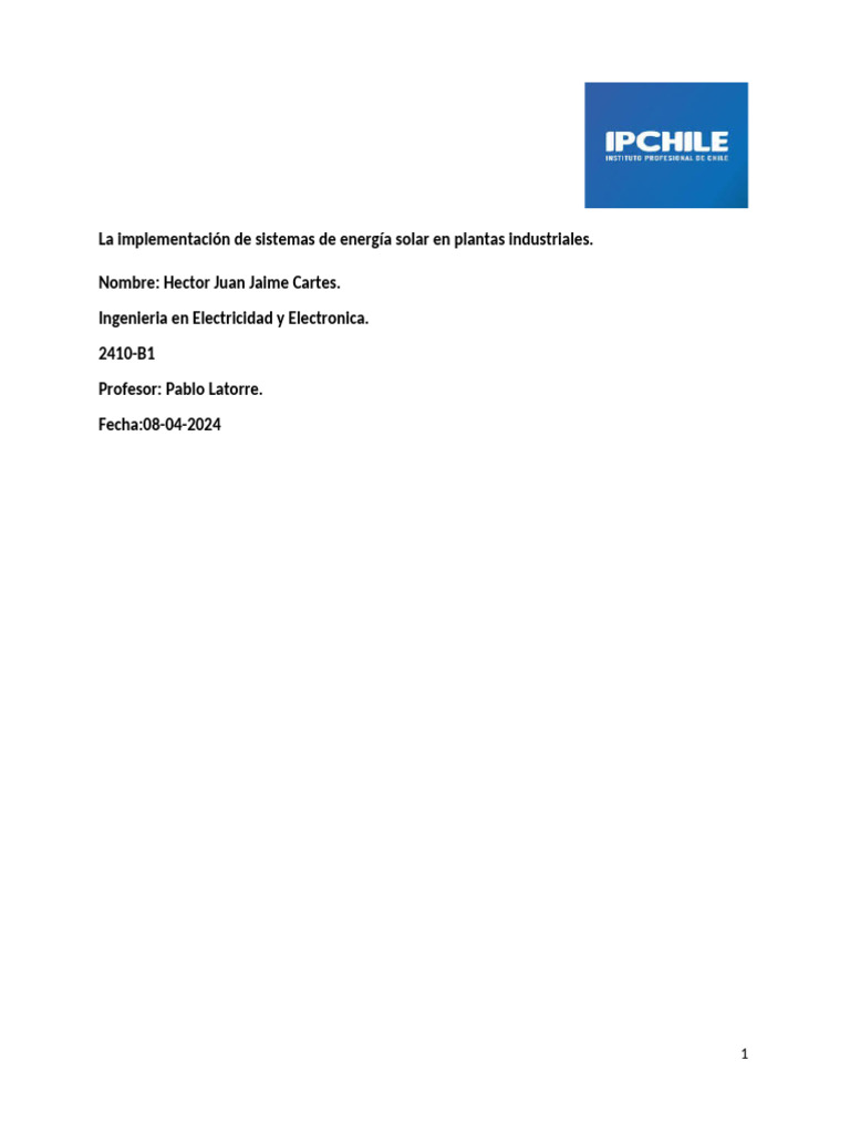 Epe 1 Evaluacion de Proyectos Hector Jaime | PDF | Energía solar | Sustentabilidad