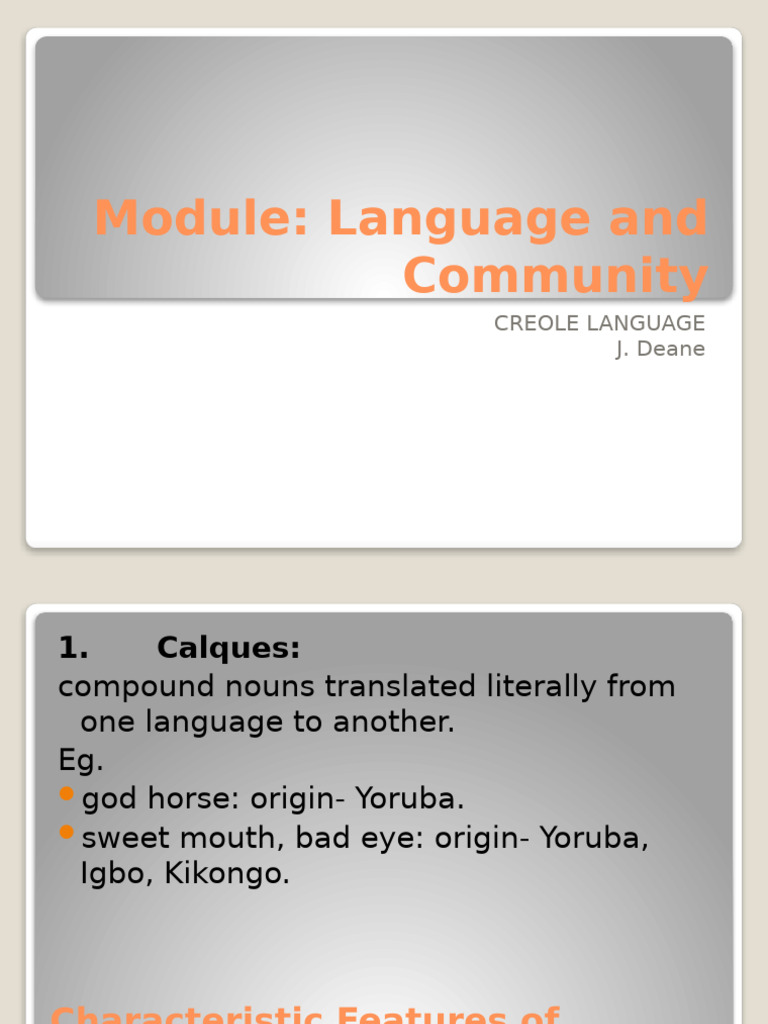 Language and Community - Characteristics of Creole | PDF