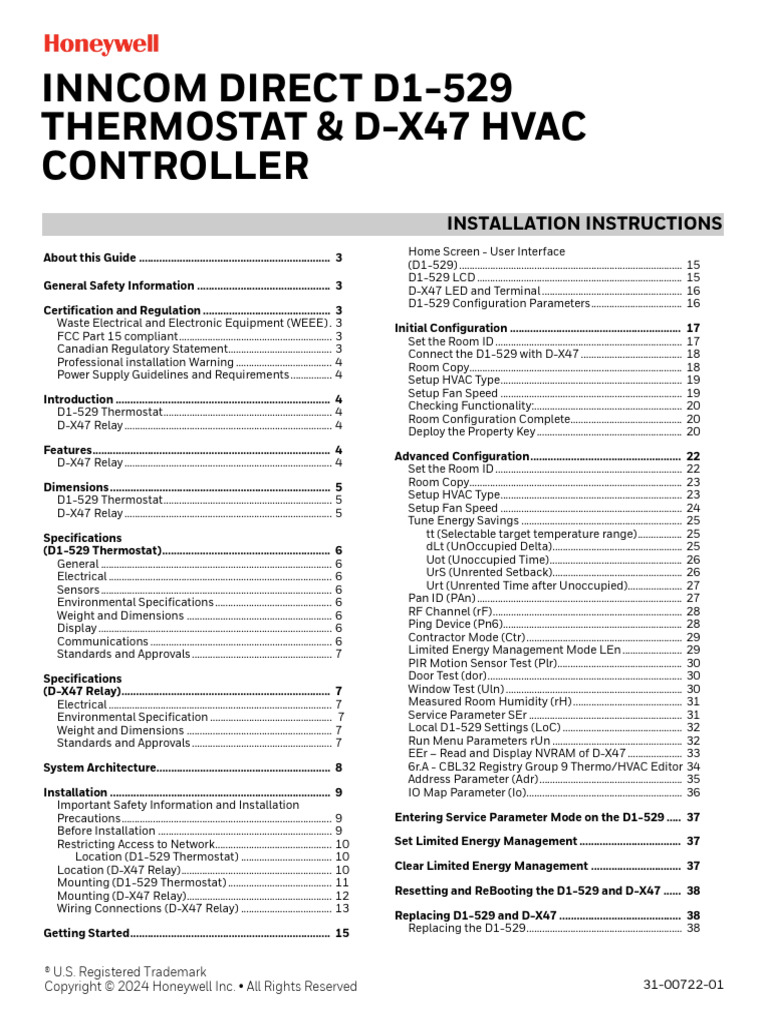 Inncom Direct d1529 | PDF | Thermostat | Electrical Wiring