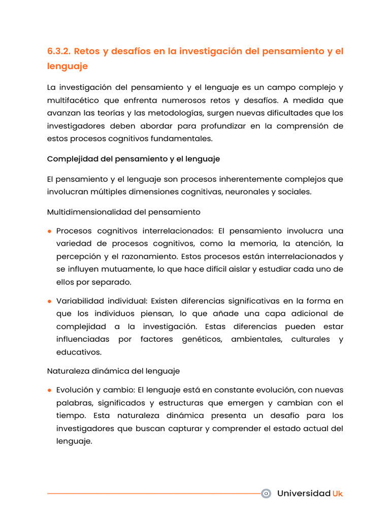 6.3.2. Retos y Desaf-Os en La Investigaci-N Del Pensamiento y El Lenguaje | PDF | Pensamiento ...