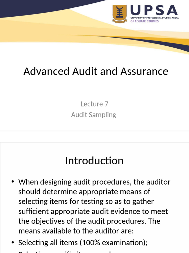 Week 7 - Audit Sampling | PDF | Audit | Sampling (Statistics)
