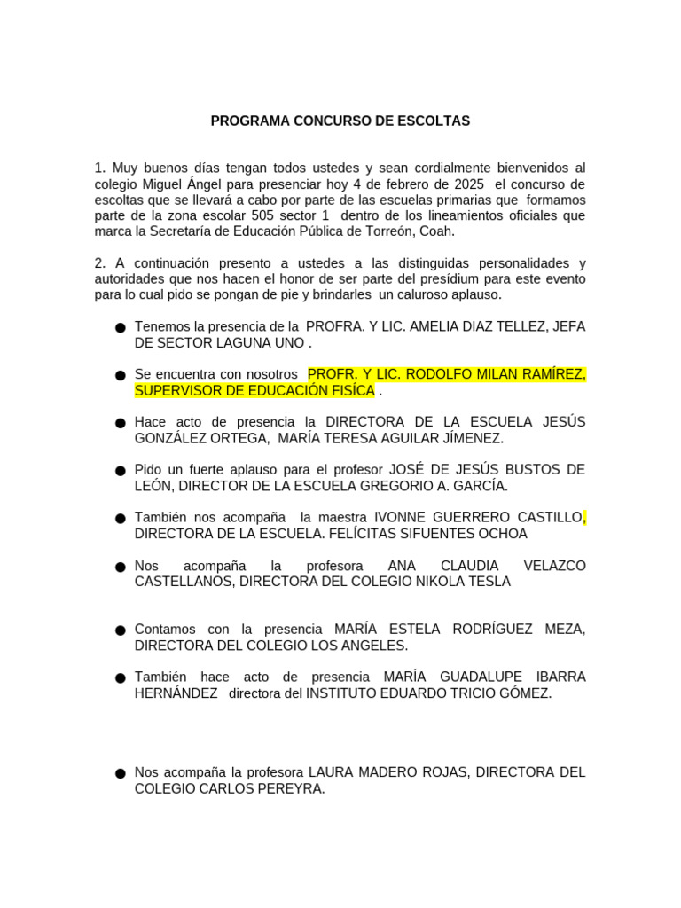 Concurso de Escoltas Zona Escolar 505 | PDF