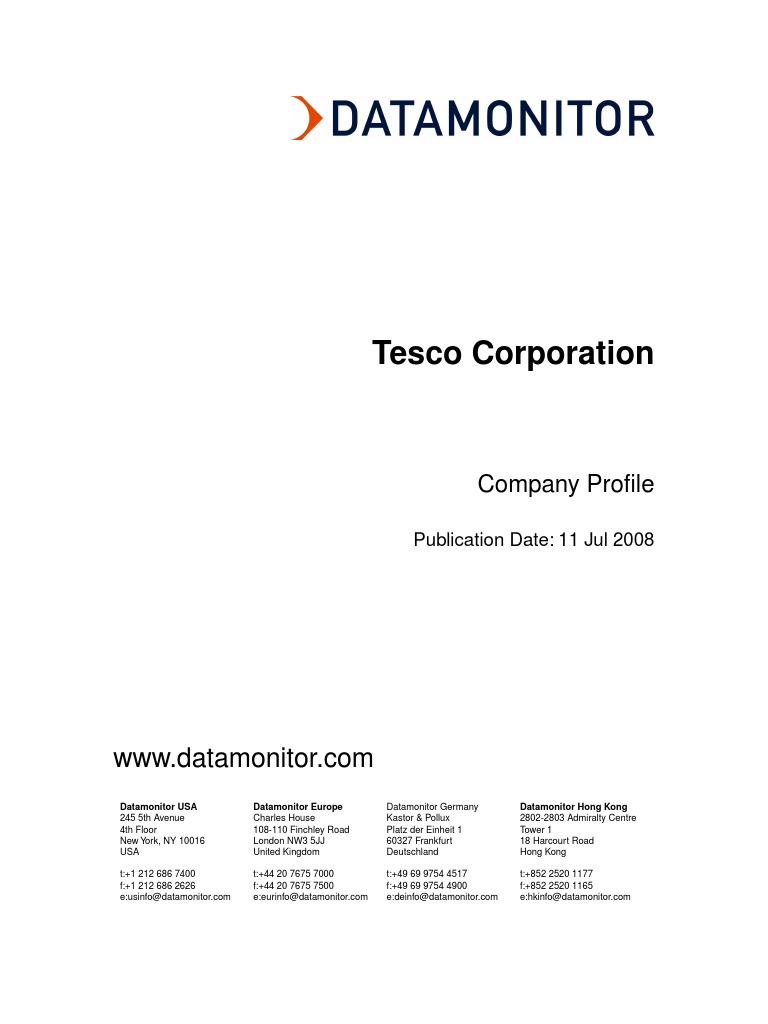 Tesco Corporation: Company Profile | PDF | Competition | Patent