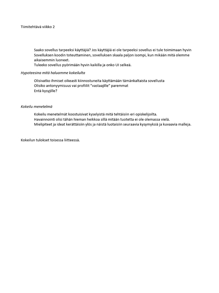 Tiimitehtävä Viikko 2 | PDF