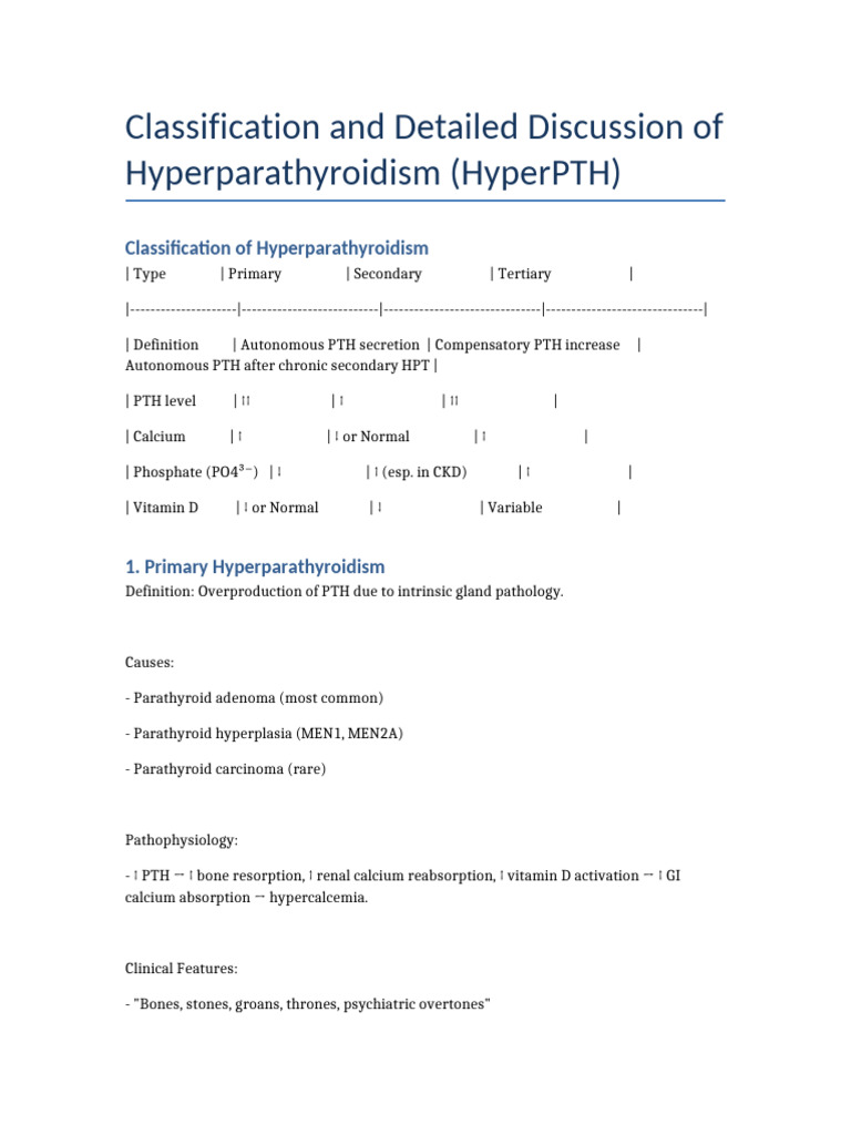 Hyperparathyroidism Classification | PDF | Endocrine System | Diseases ...