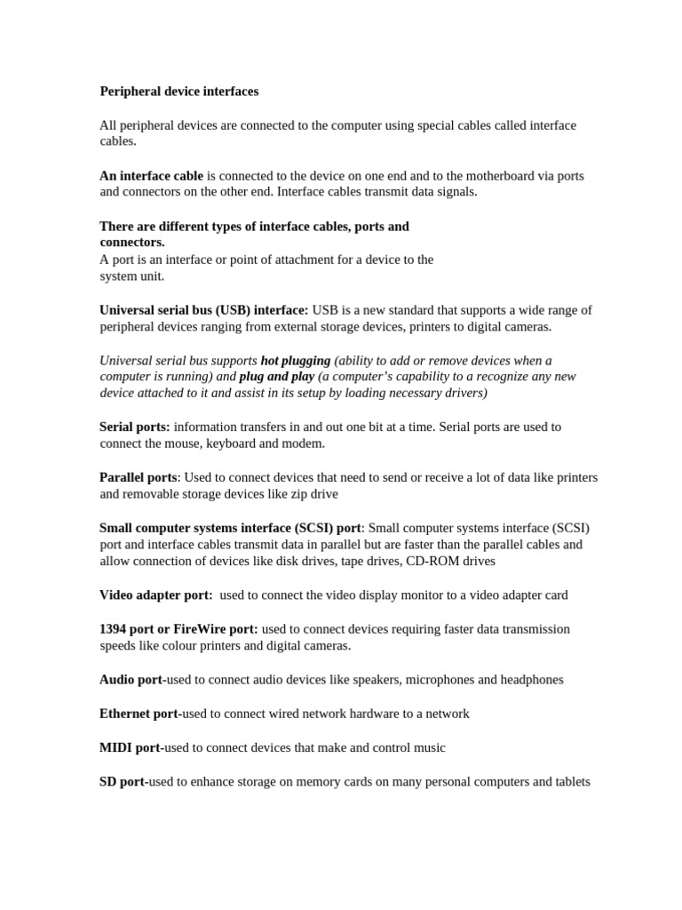 6. Peripheral Device Interfaces | PDF