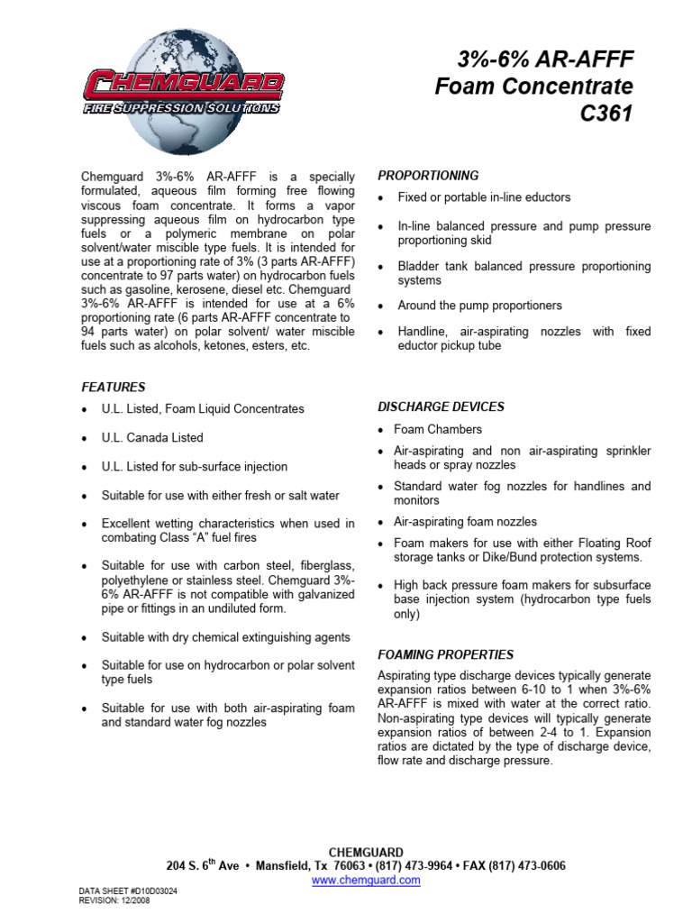 3 - 6 Percent AR-AFFF Concentrate | PDF | Water | Solvent