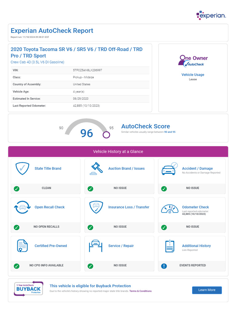 Welcome To AutoCheck - Full Report | PDF | Vehicles | Motor Vehicle