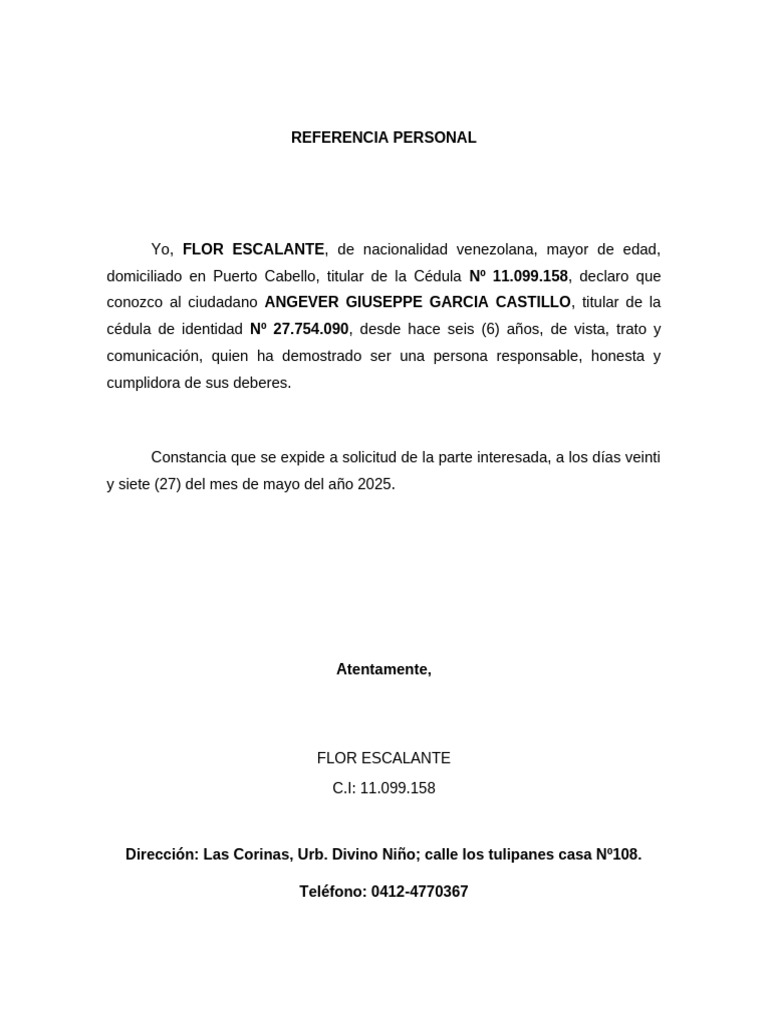 Referencia Personal | PDF